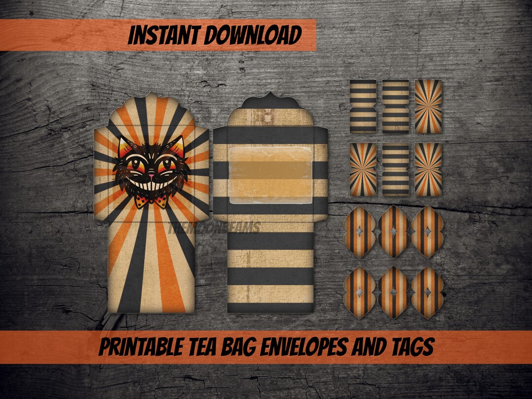 PRINTABLE Halloween Tea Bag Envelope Digital Download Cat Tea Bag ...