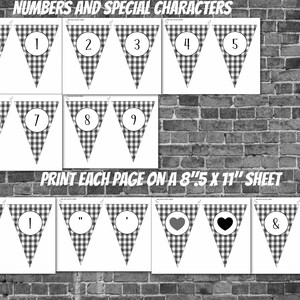 PRINTABLE Black and White Alphabet and Numbers Bunting Banner Ink Saver ...