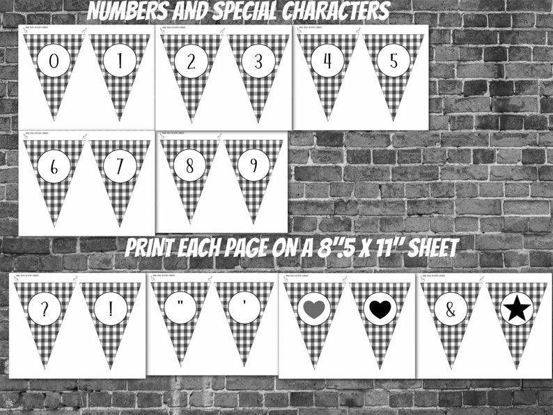 PRINTABLE Black and White Alphabet and Numbers Bunting Banner Ink Saver ...