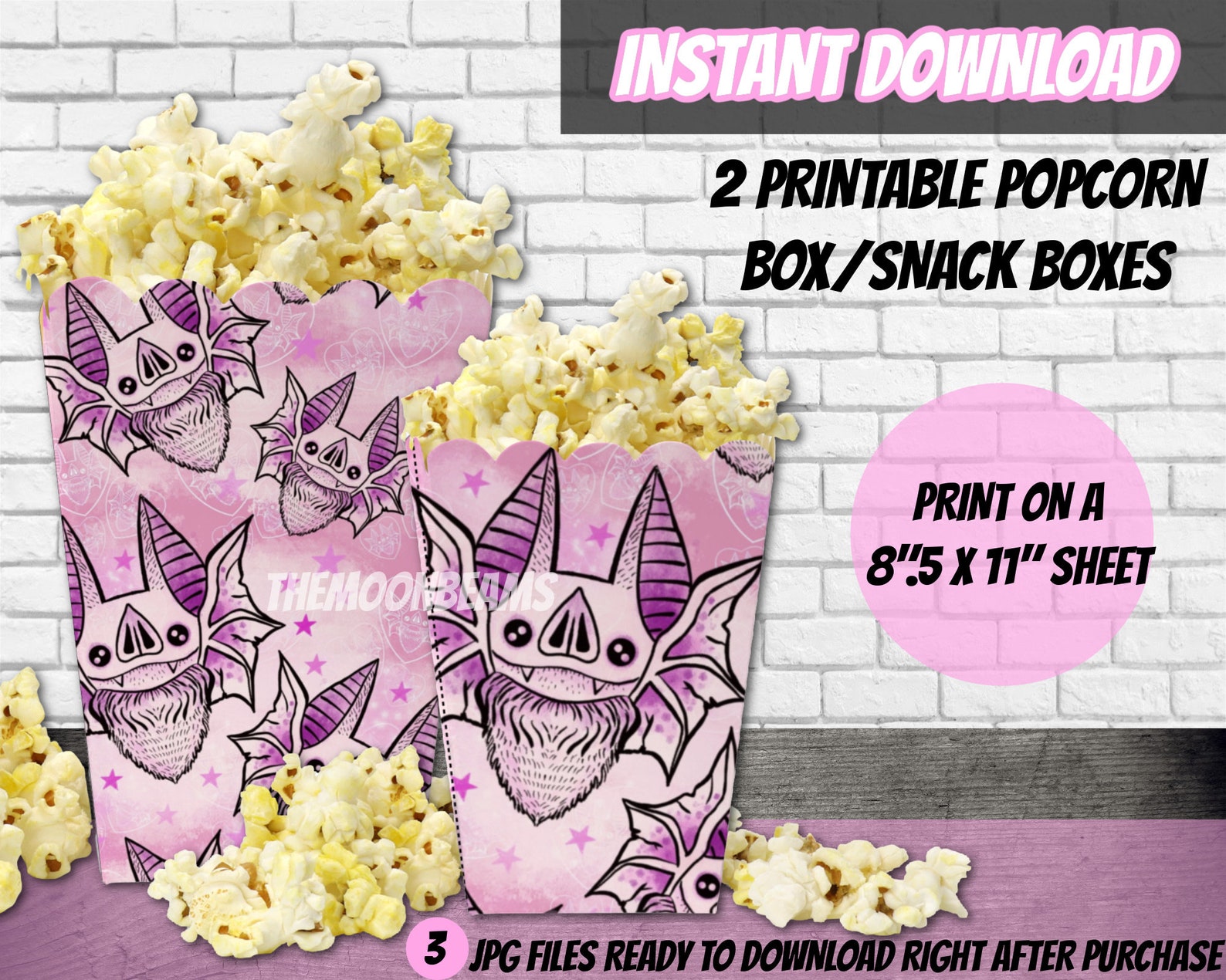 PRINTABLE Popcorn Box-movie Night-printable Snack Box-spooky Printables ...