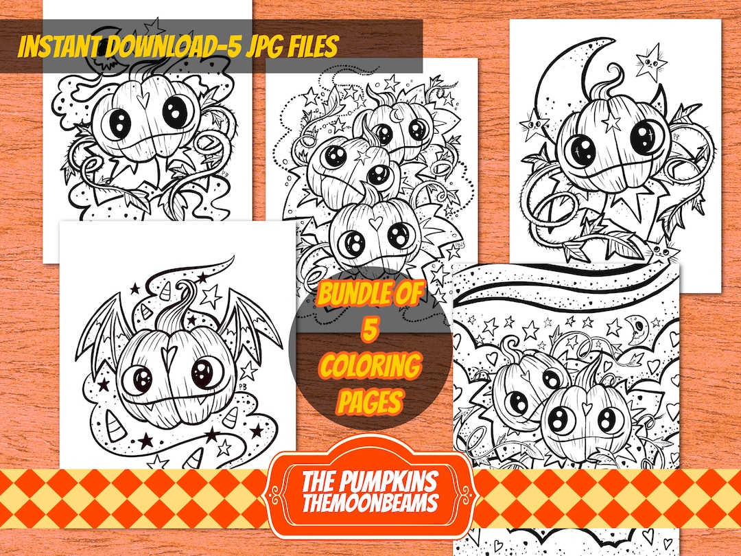 PRINTABLE Pumpkin Coloring Pages Instant Download Bundle-spooky ...
