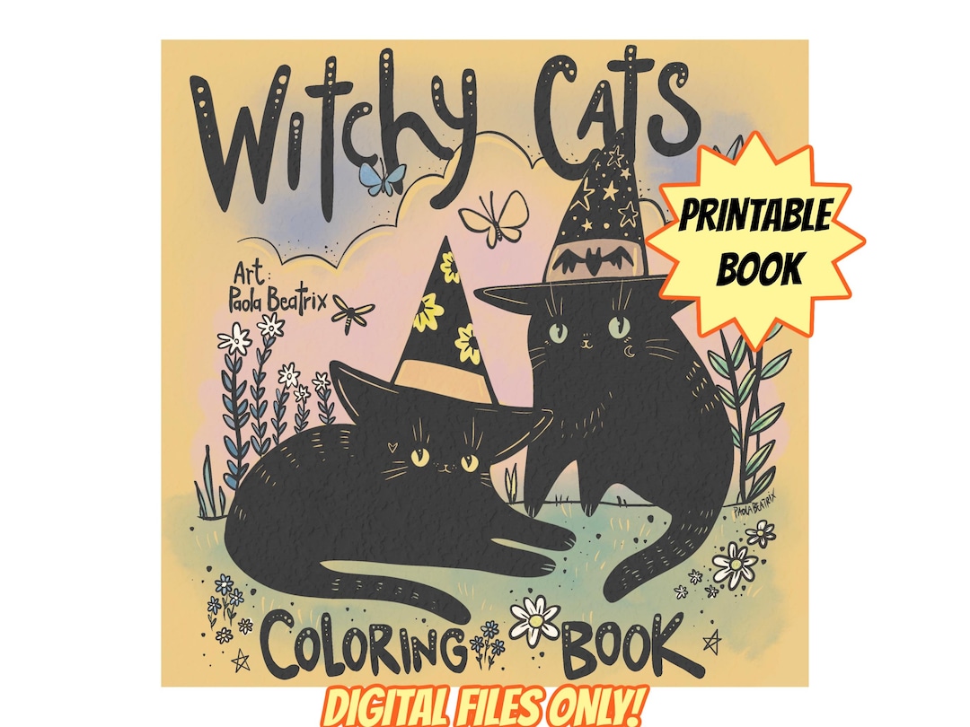 PRINTABLE Witchy Cats Coloring Book Spooky Cats Coloring Book Digital ...