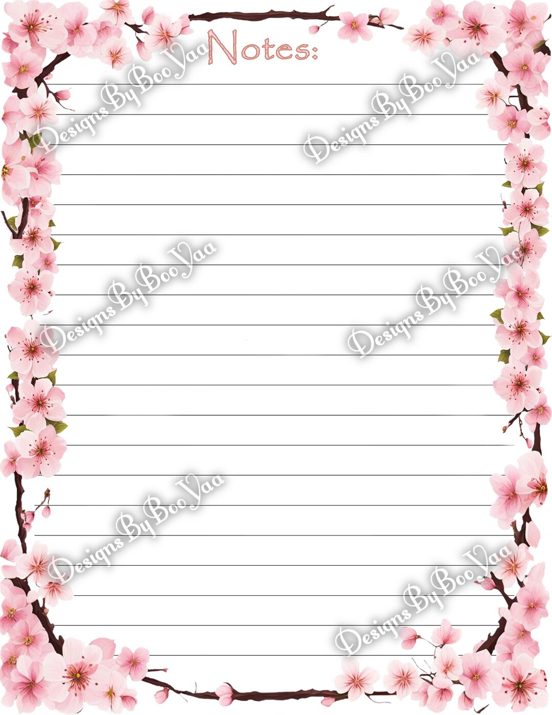 Cherry Blossom Notes V1 Lined - Etsy