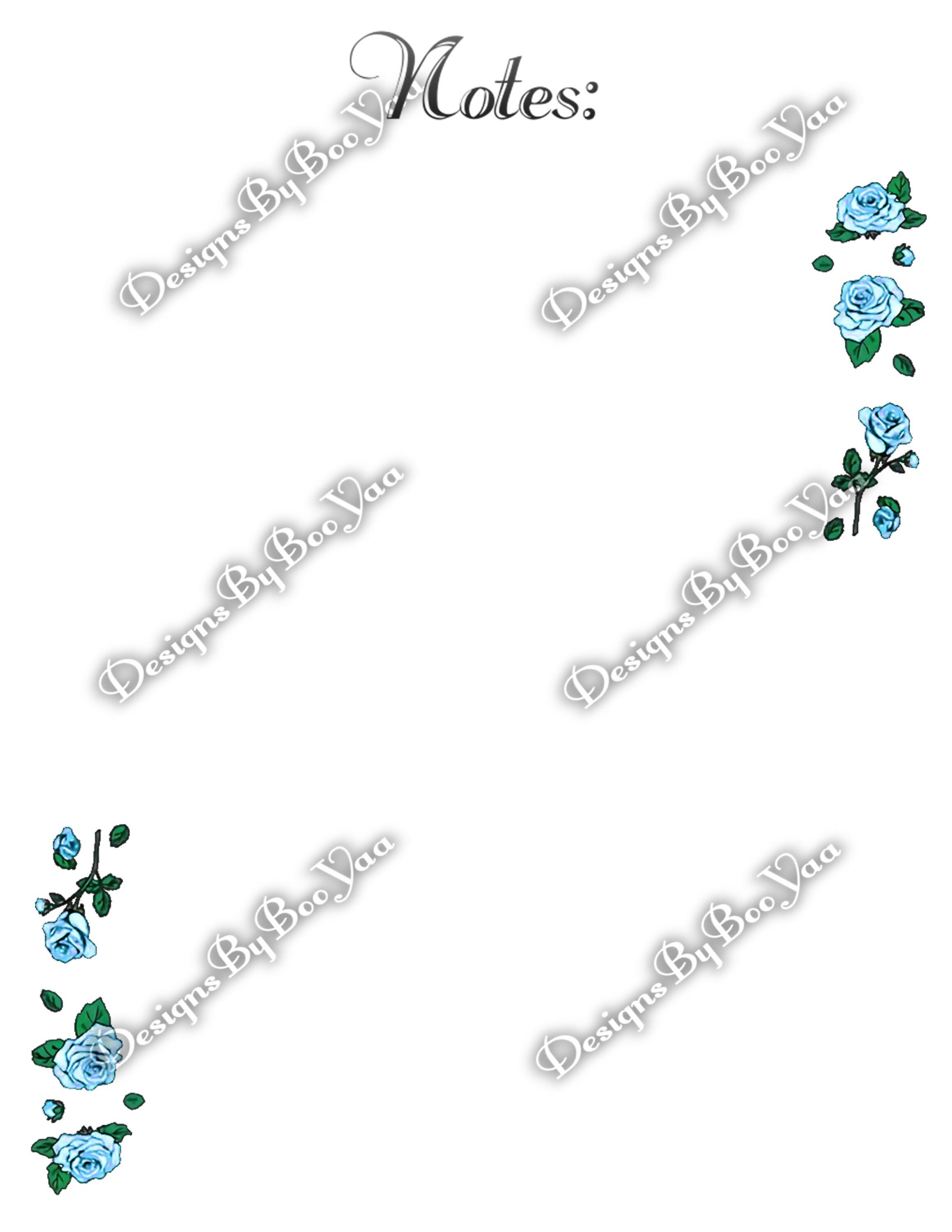 Blue Rose Notes Unlined V1 - Etsy