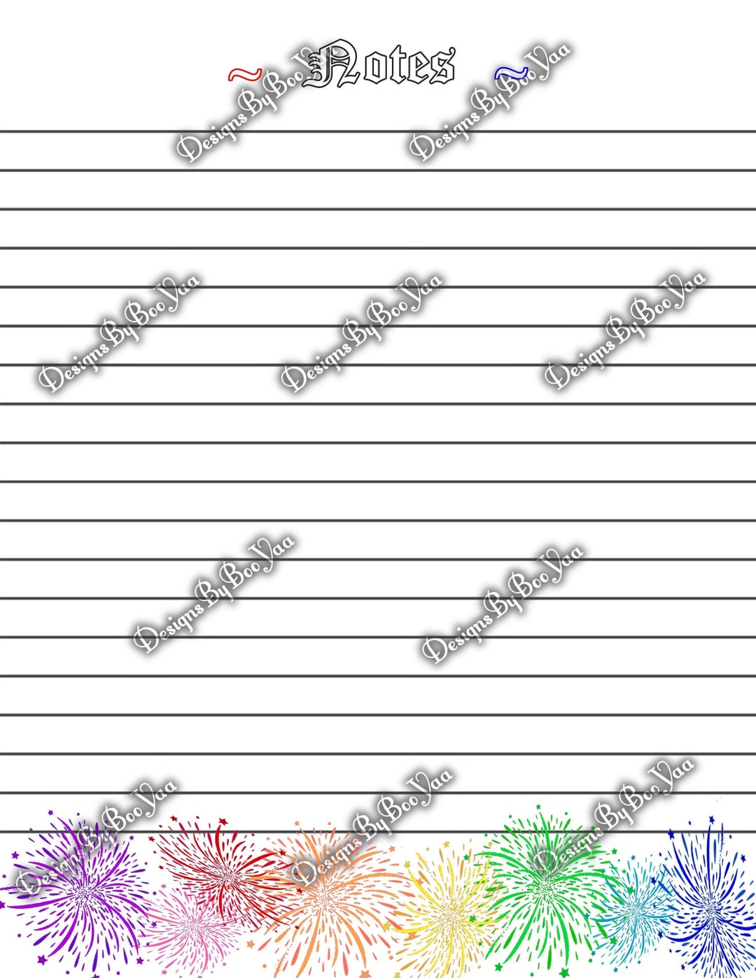 Rainbow Firework Lined Notes - Etsy
