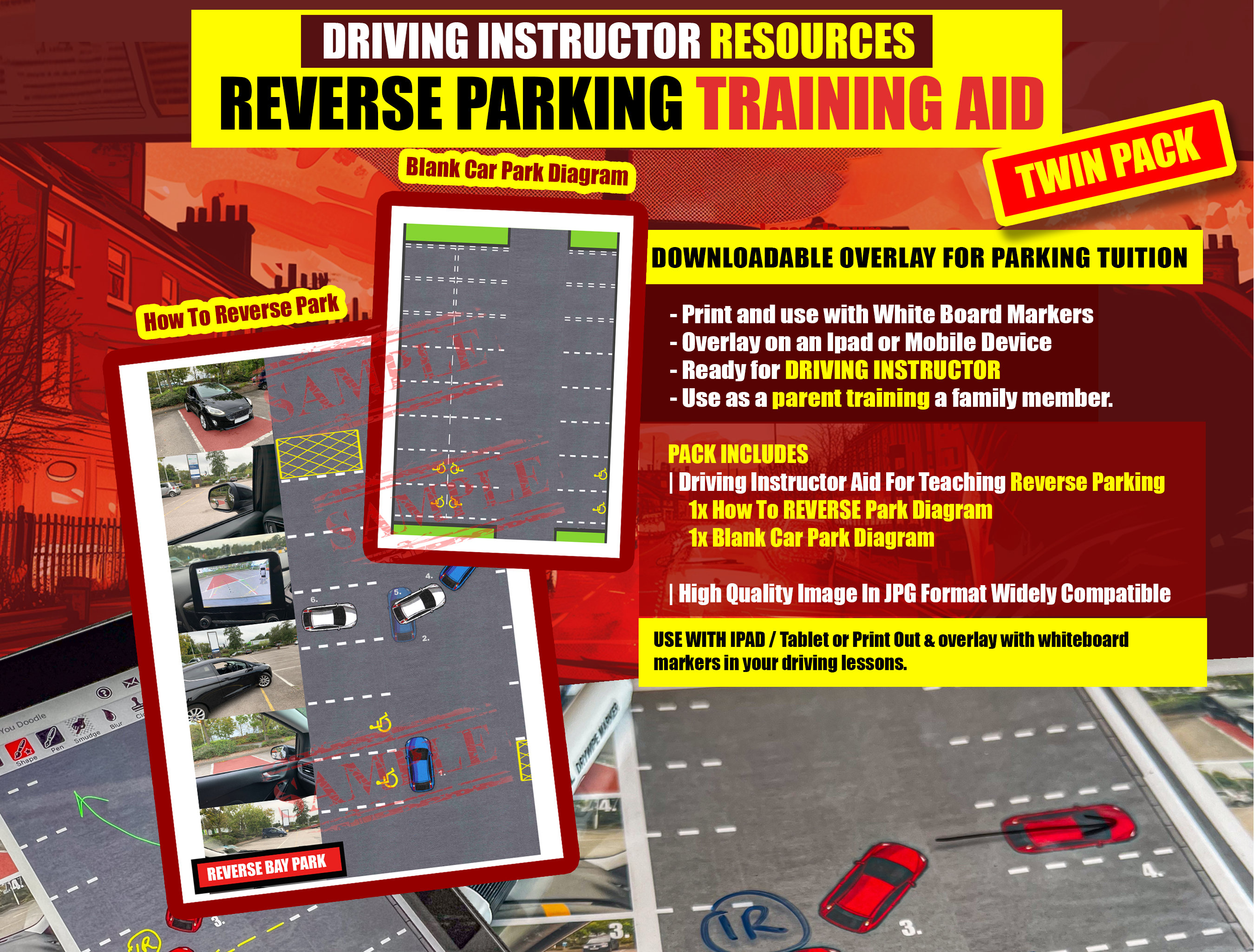 Driving Instructor Teaching Aid TWIN PACK - Reverse Bay Parking Tuition ...