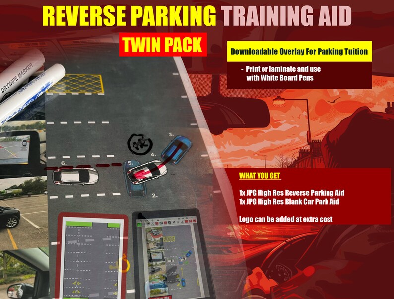 Driving Instructor Teaching Aid TWIN PACK - Reverse Bay Parking Tuition ...