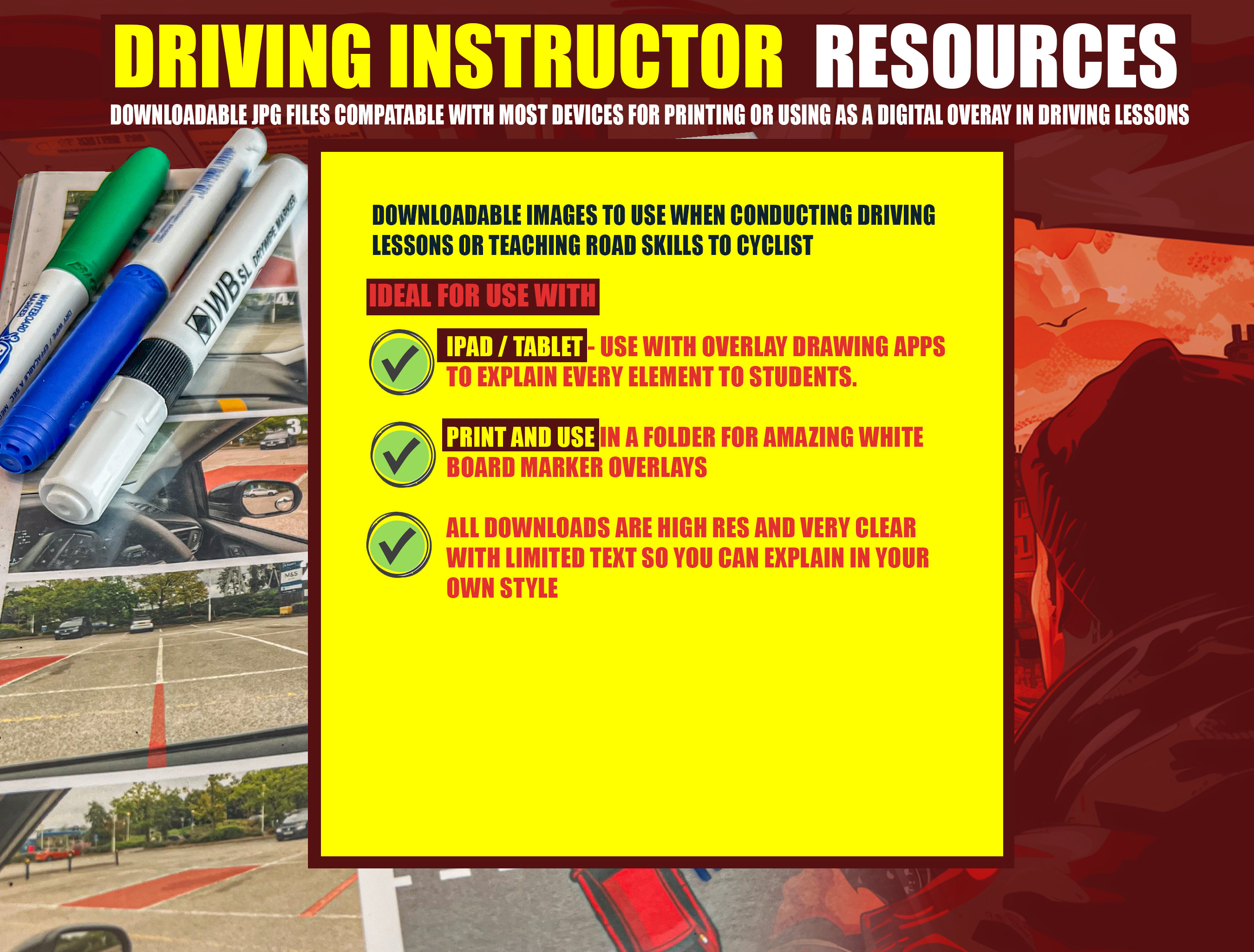 Driving Instructor Teaching Aid TWIN PACK - Reverse Bay Parking Tuition ...