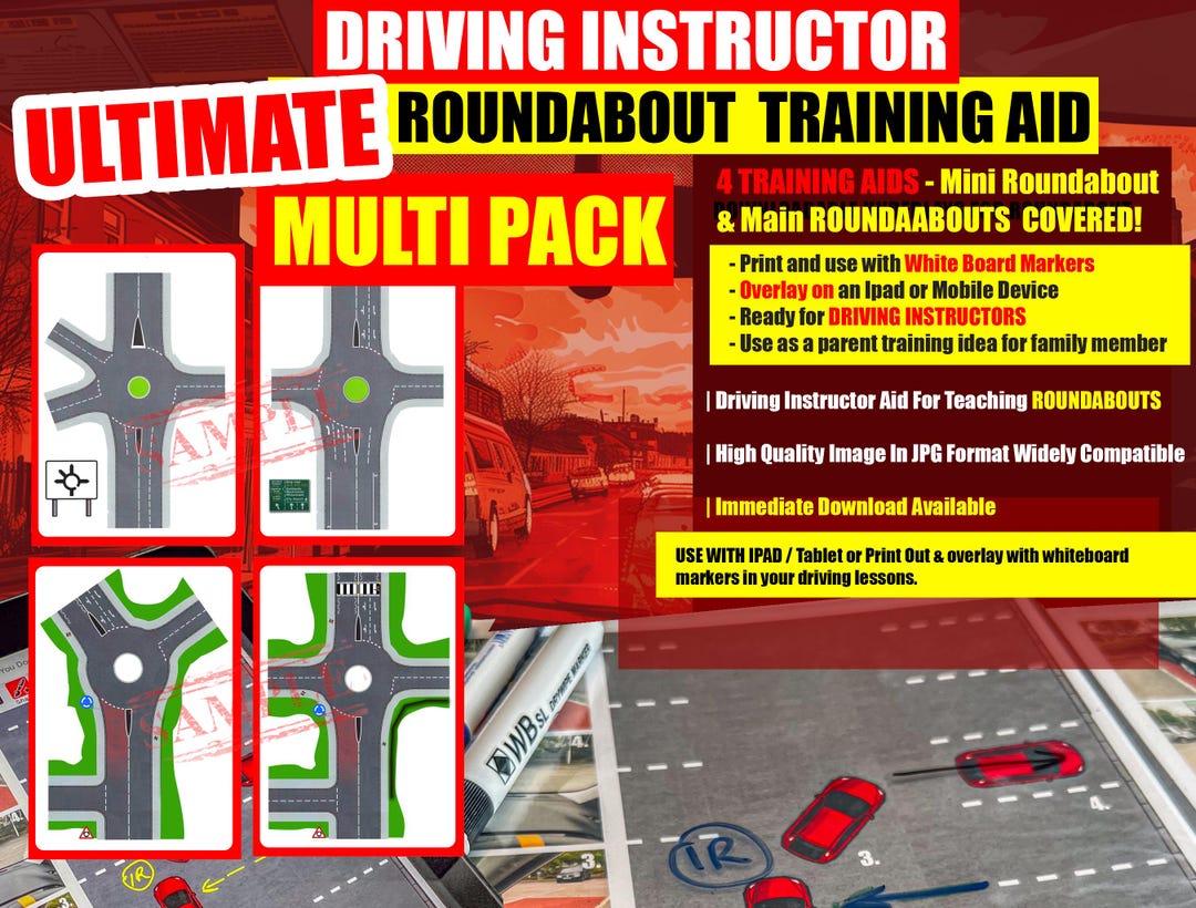 ULTIMATE Roundabouts Driving Instructor Teaching Aid - Main Mini Roundabout Tuition Aid for PDI ...