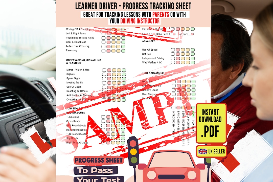 Learner Driver Progress Sheet | Driving Lesson Tracking Instant ...