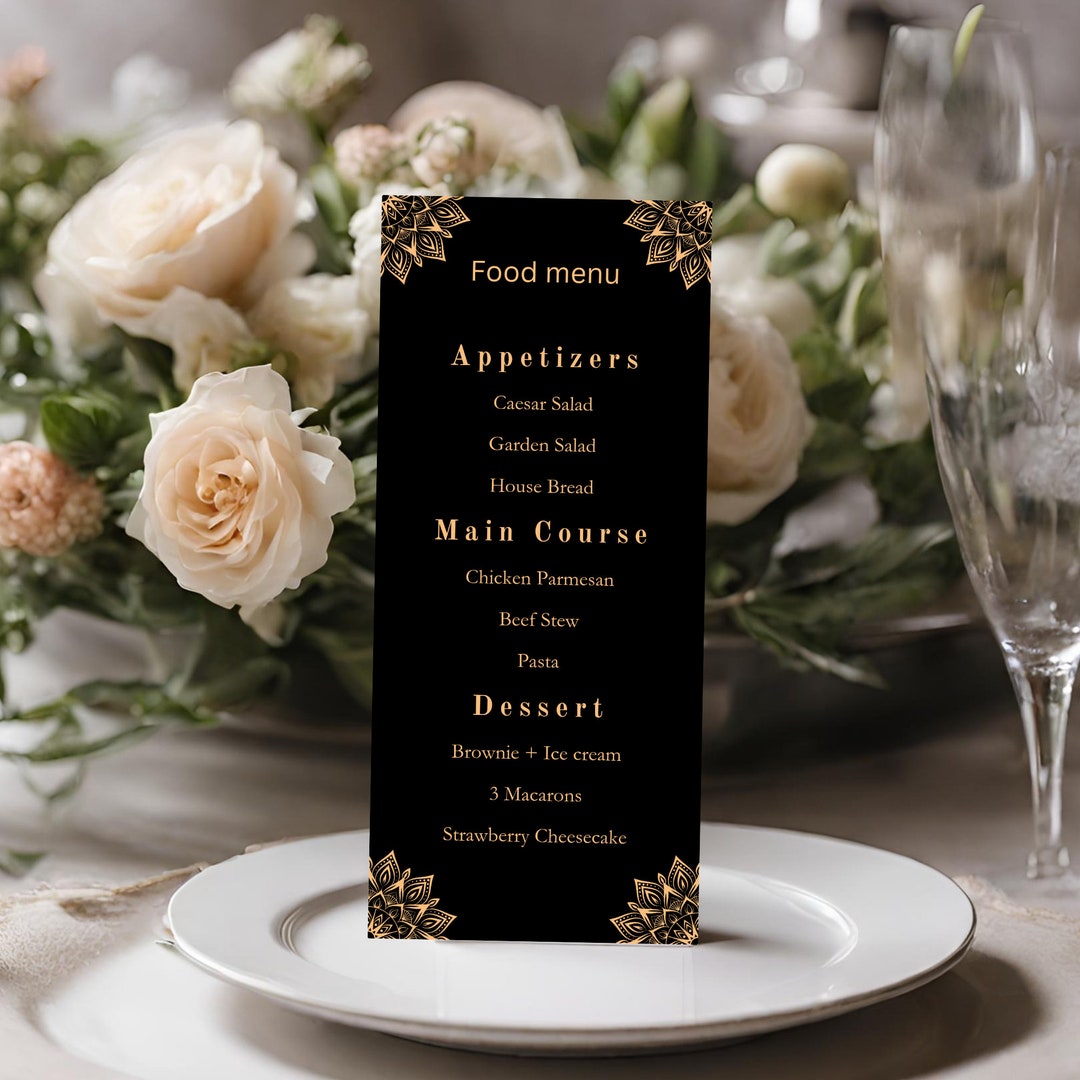 Wedding Food Menu Canva Template Editable Food Menu Template Wedding ...