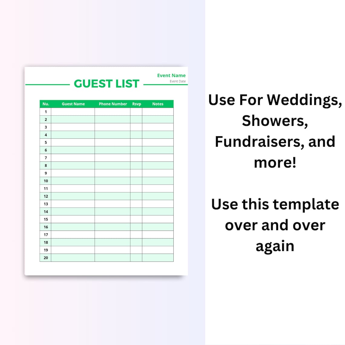 Guest List Template on Canva Editable and Customizable Guest List ...