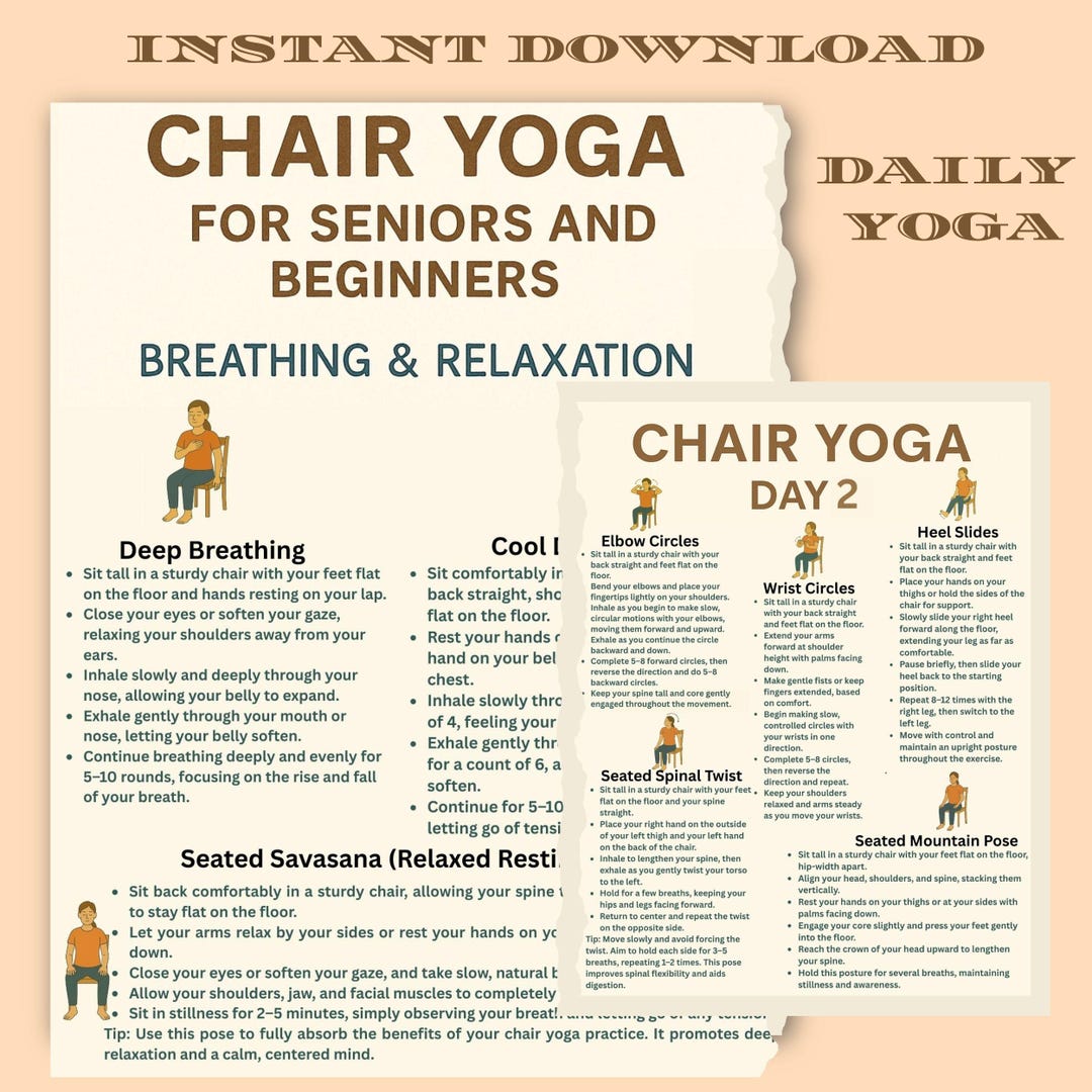 7-day Chair Yoga Printable With Step-by-step Instructions | Daily ...