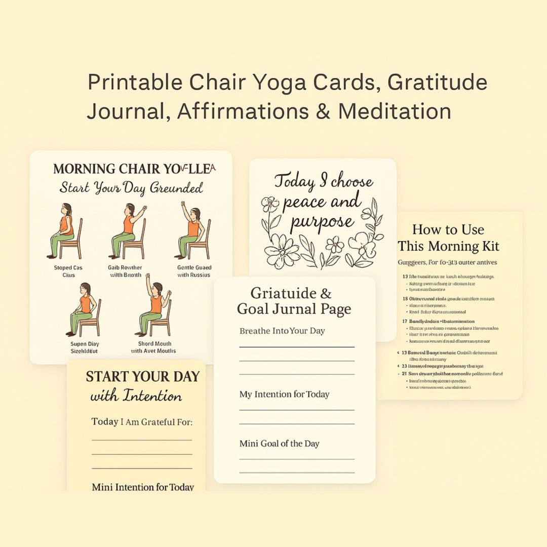 Chair Yoga Poses: Illustrated Cards for Seniors & Beginners (printable ...