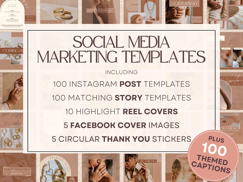 Luxury Jewelry Brand Social Media Template Pack: 200+ Instagram Posts ...