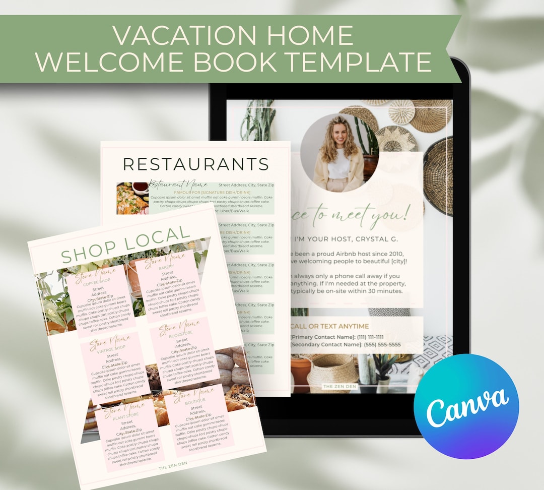 Vacation Home Welcome Book Canva Template, Vacation Rental Guide ...