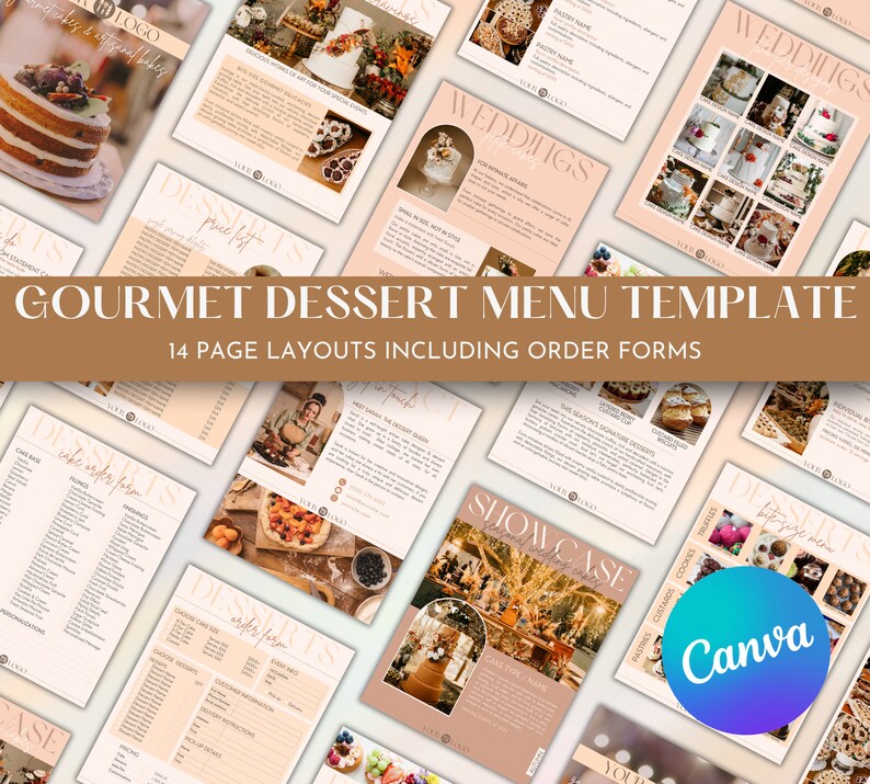 Editable Dessert Menu and Order Form Template, Canva Template for Menus ...