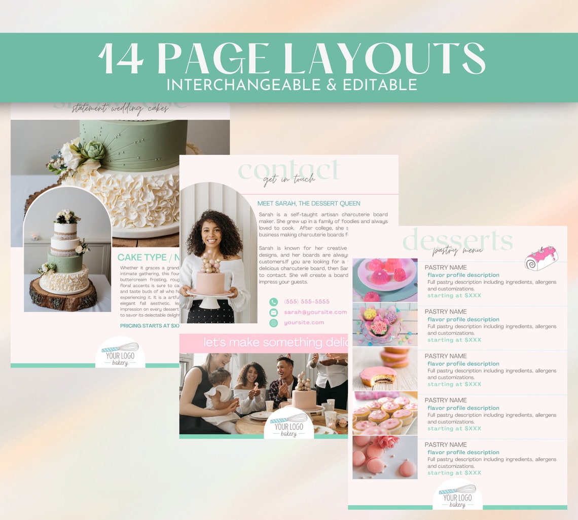 Editable Cake Baker Menu and Order Form Template, Menu Template, Canva ...