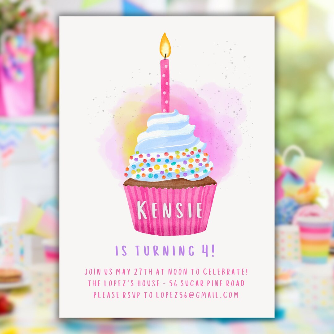 Cupcake Birthday Party Invitation Customized Digital Download - Etsy