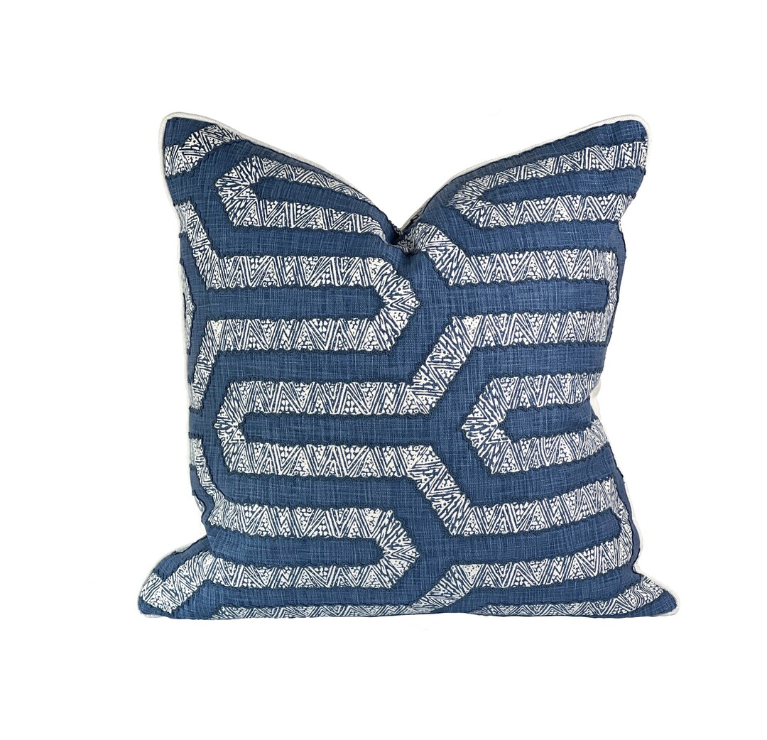 Greek Key Pillow Cover, Maze Pillows, Denim Pillow Cover, Greek Pillows ...