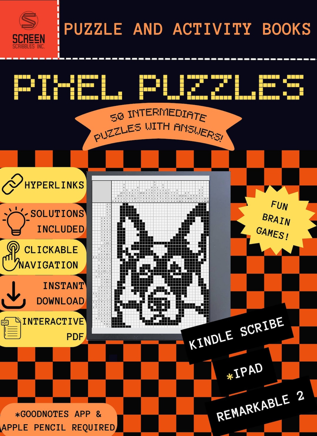 50 Intermediate Nonogram Picross Griddlers Pixel Puzzle Japanese ...