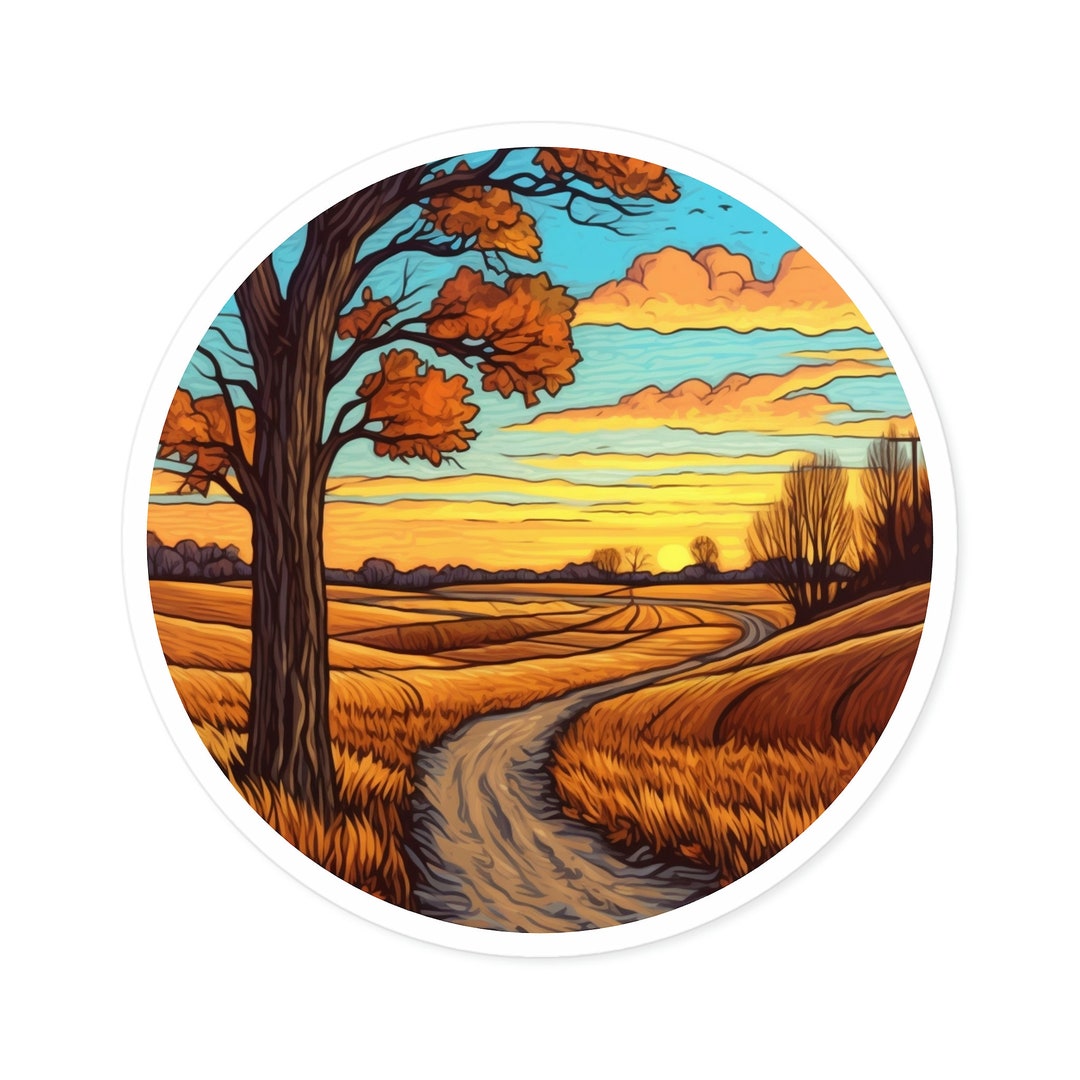 Back Road in Kansas Vinyl Sticker Water Bottle, Laptop, Car, Notebook ...