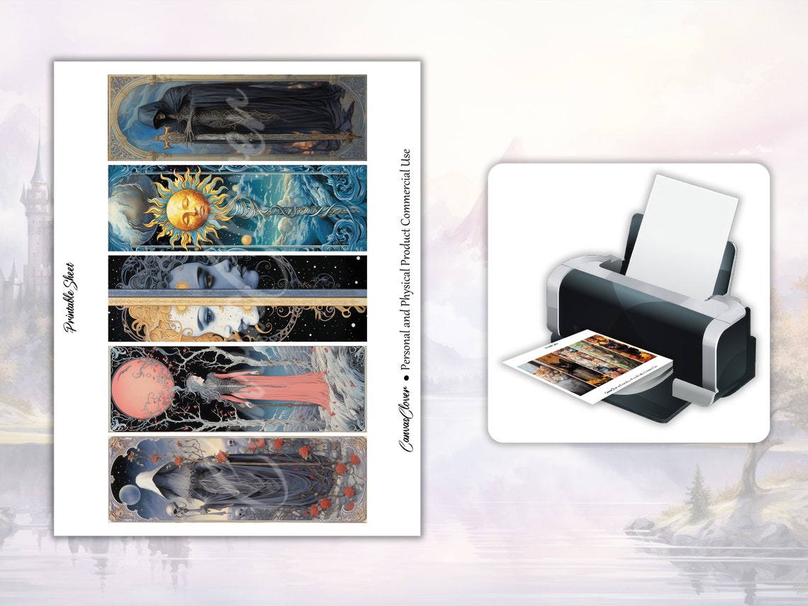 20 Tarot Card Themed Printable Bookmark Bundle, Sublimation Design ...