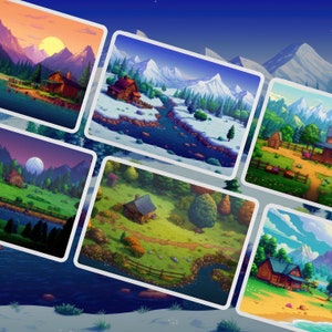 12 Stardew Valley Landscape Wallpaper Bundle Game Wallpaper Gift Summer ...