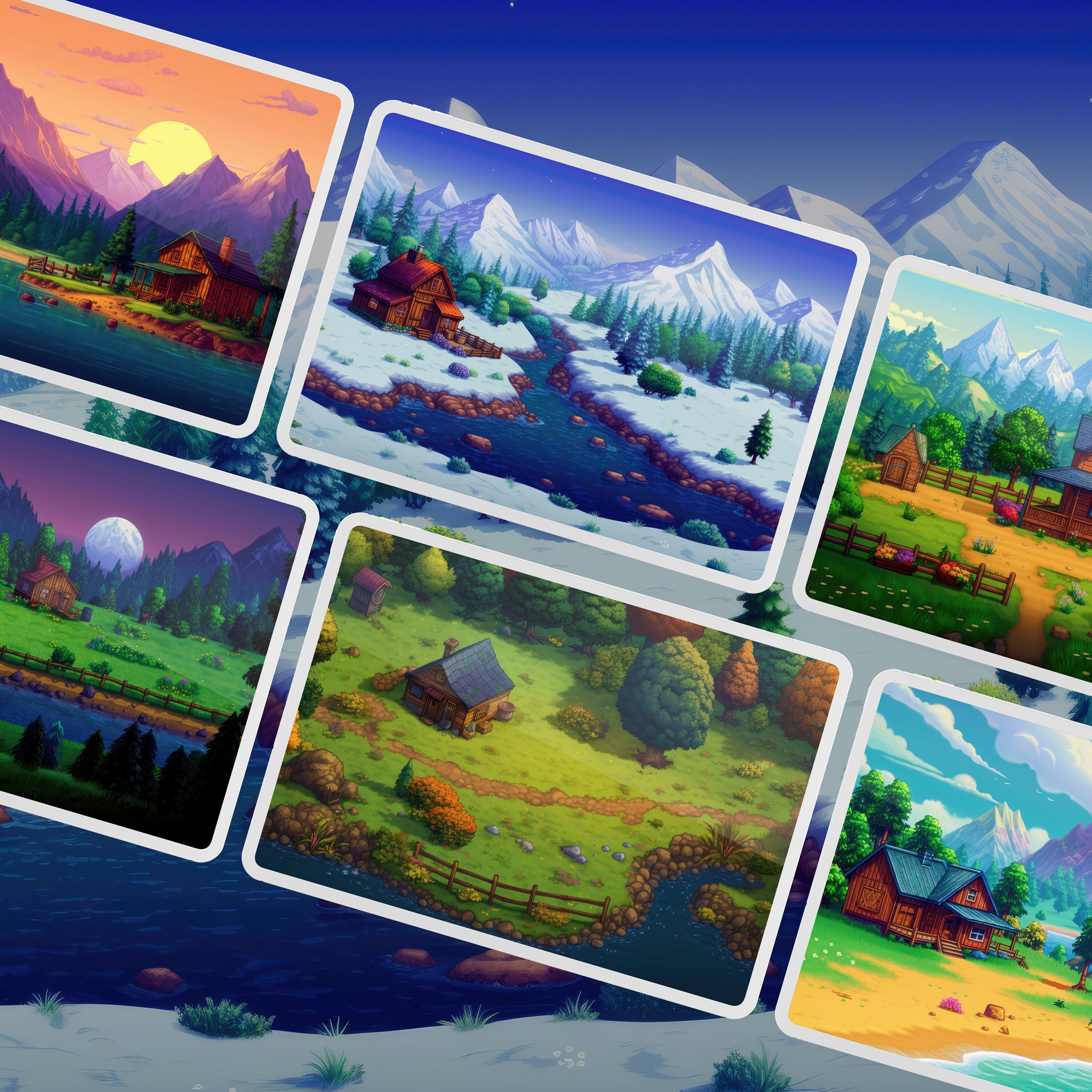 12 Stardew Valley Landscape Wallpaper Bundle Game Wallpaper Gift Summer ...
