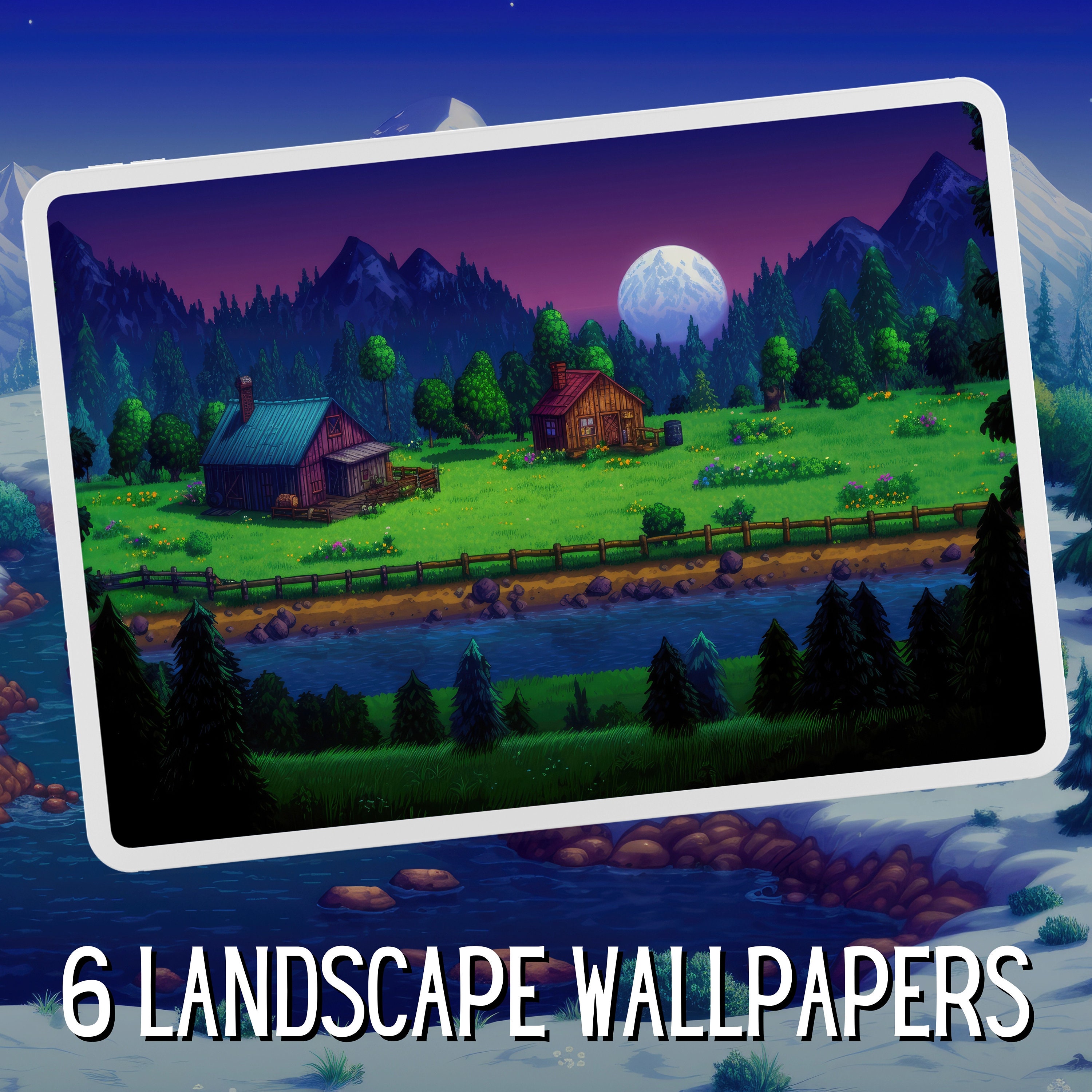 12 Stardew Valley Landscape Wallpaper Bundle Game Wallpaper Gift Summer ...