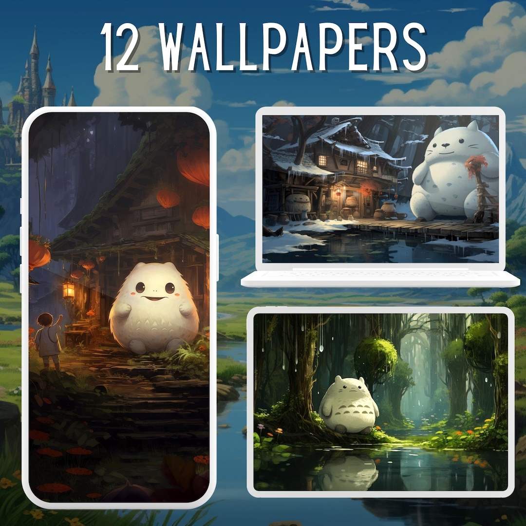 12 Cute Spirit Creature Wallpaper Bundle, Studio Ghibli Art, Desktop ...