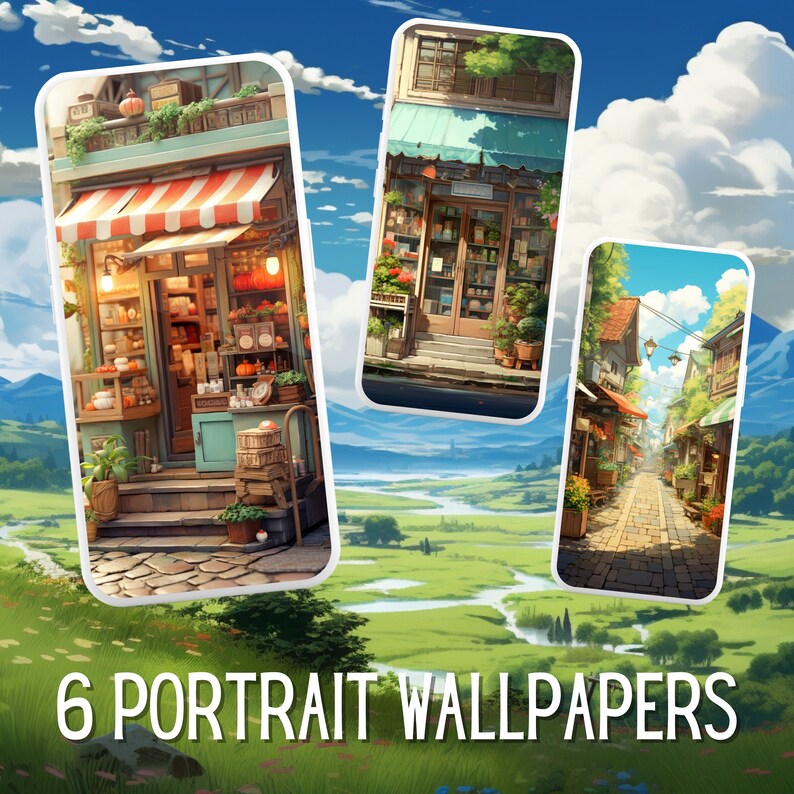 12 Japanese Shops Wallpaper Bundle, Studio Ghibli, Desktop Wallpaper ...
