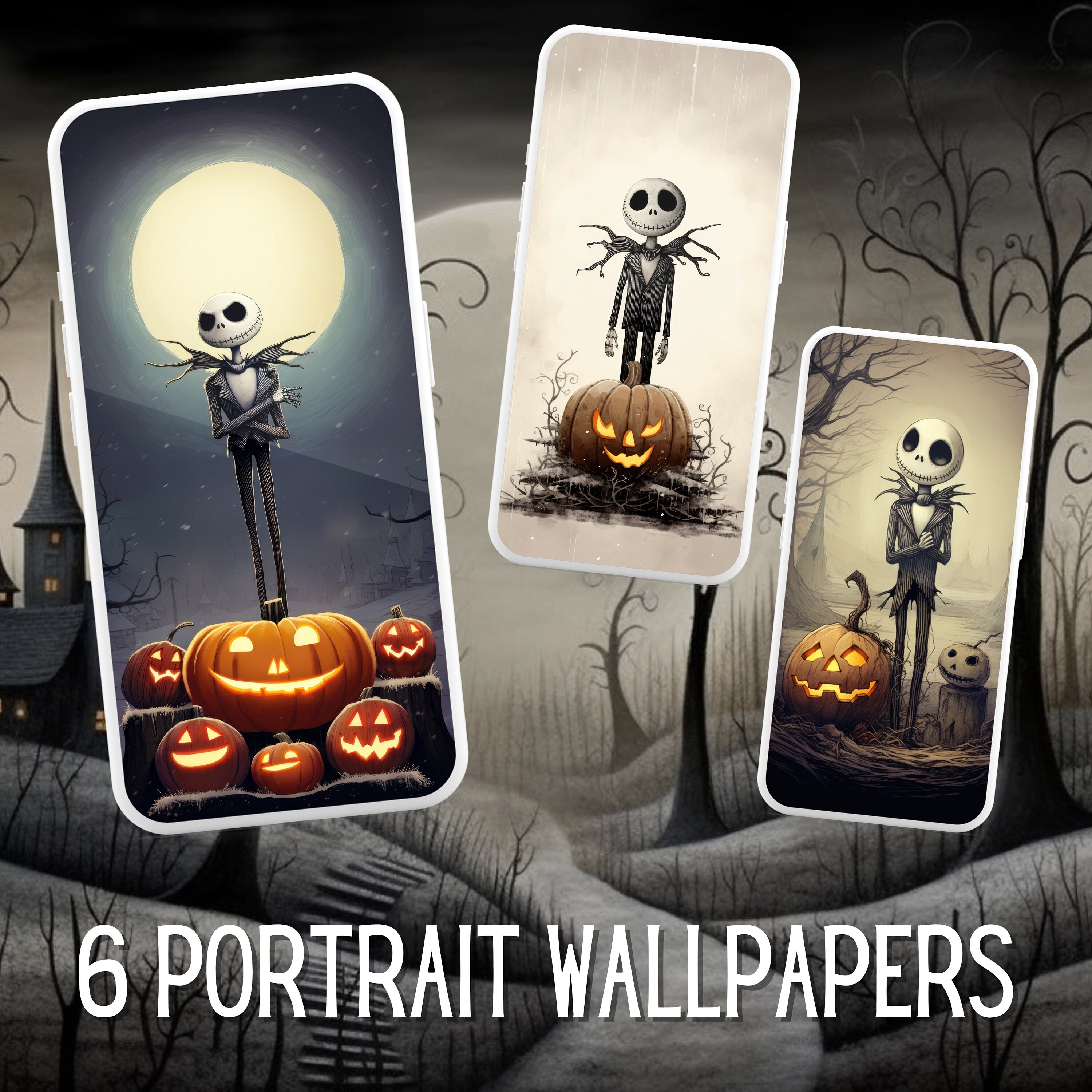 12 Jack the Skeleton Wallpaper Bundle Spooky Wallpaper - Etsy
