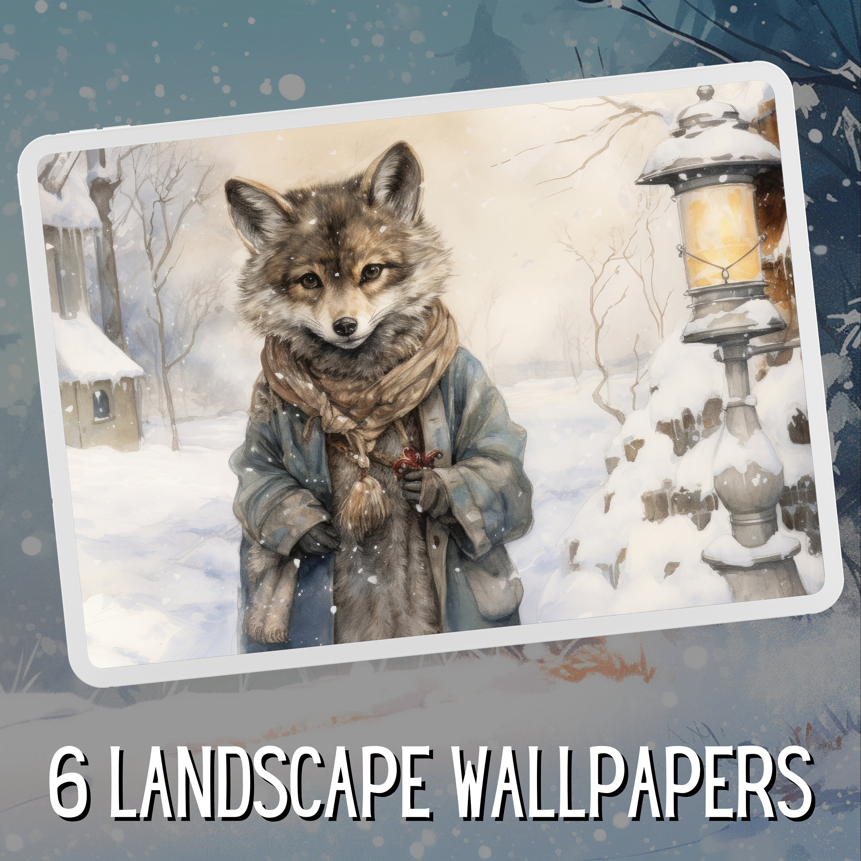 12 Cute Fantasy Winter Animals Wallpaper Bundle Desktop Phone Wallpaper ...