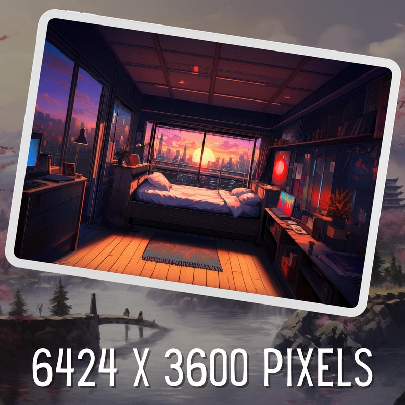 12 Cute 8-bit Kawaii Bedrooms Wallpaper Bundle, 8-bit Clipart, Desktop ...