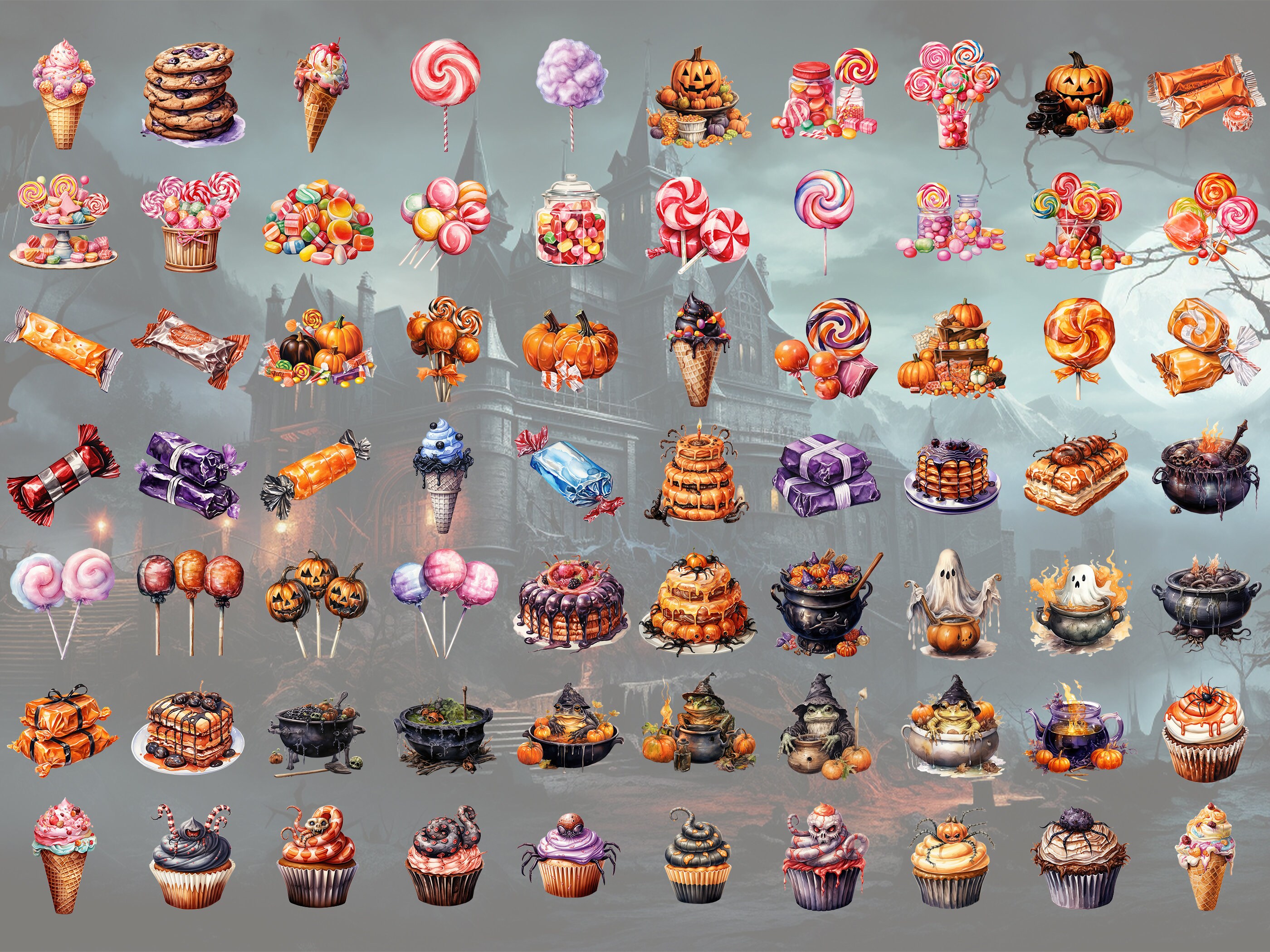 MEGA Halloween Watercolor Clipart Bundle, 633 PNG, Instant Download ...