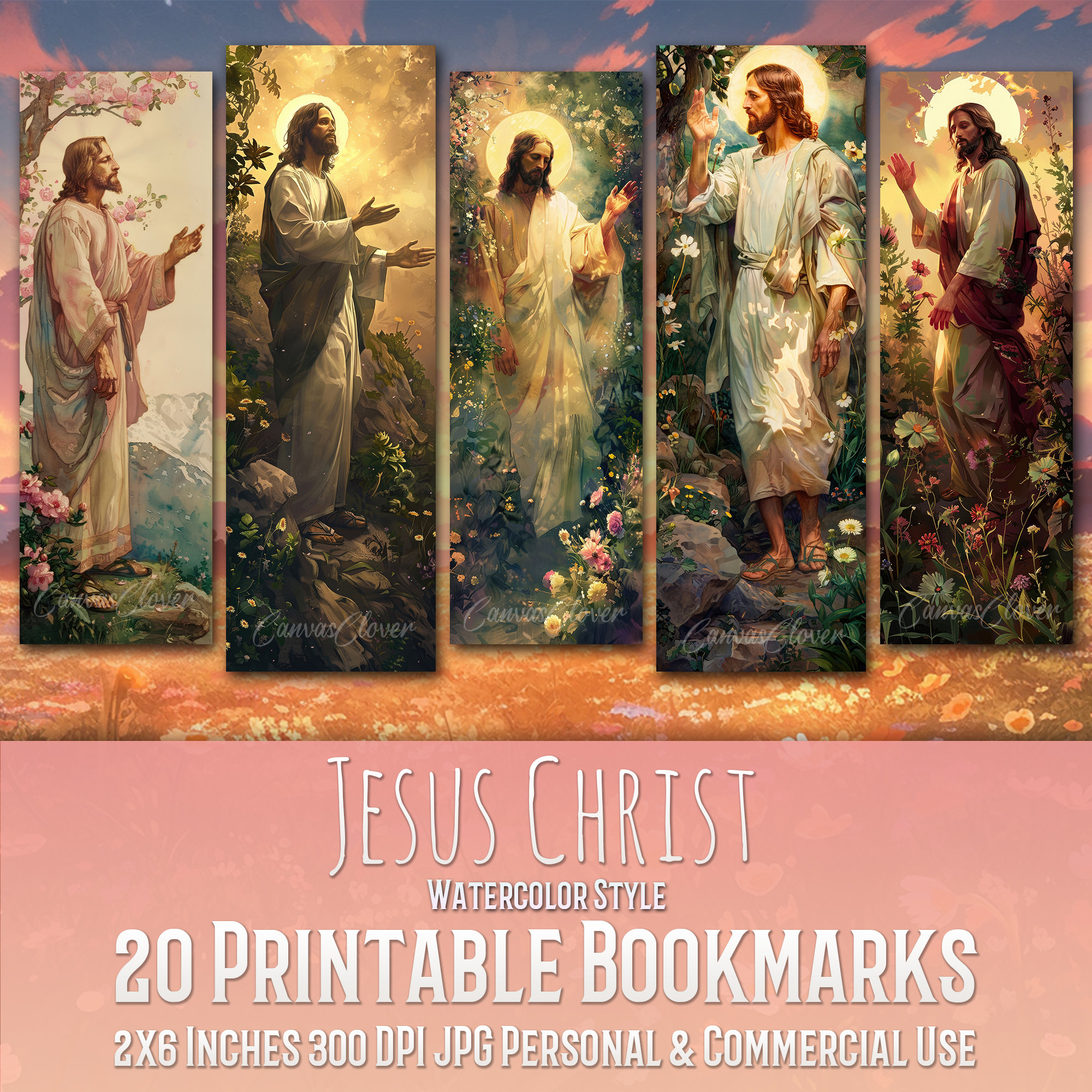 20 Jesus Christ Bookmark Bundle, Sublimation Design, Religious ...