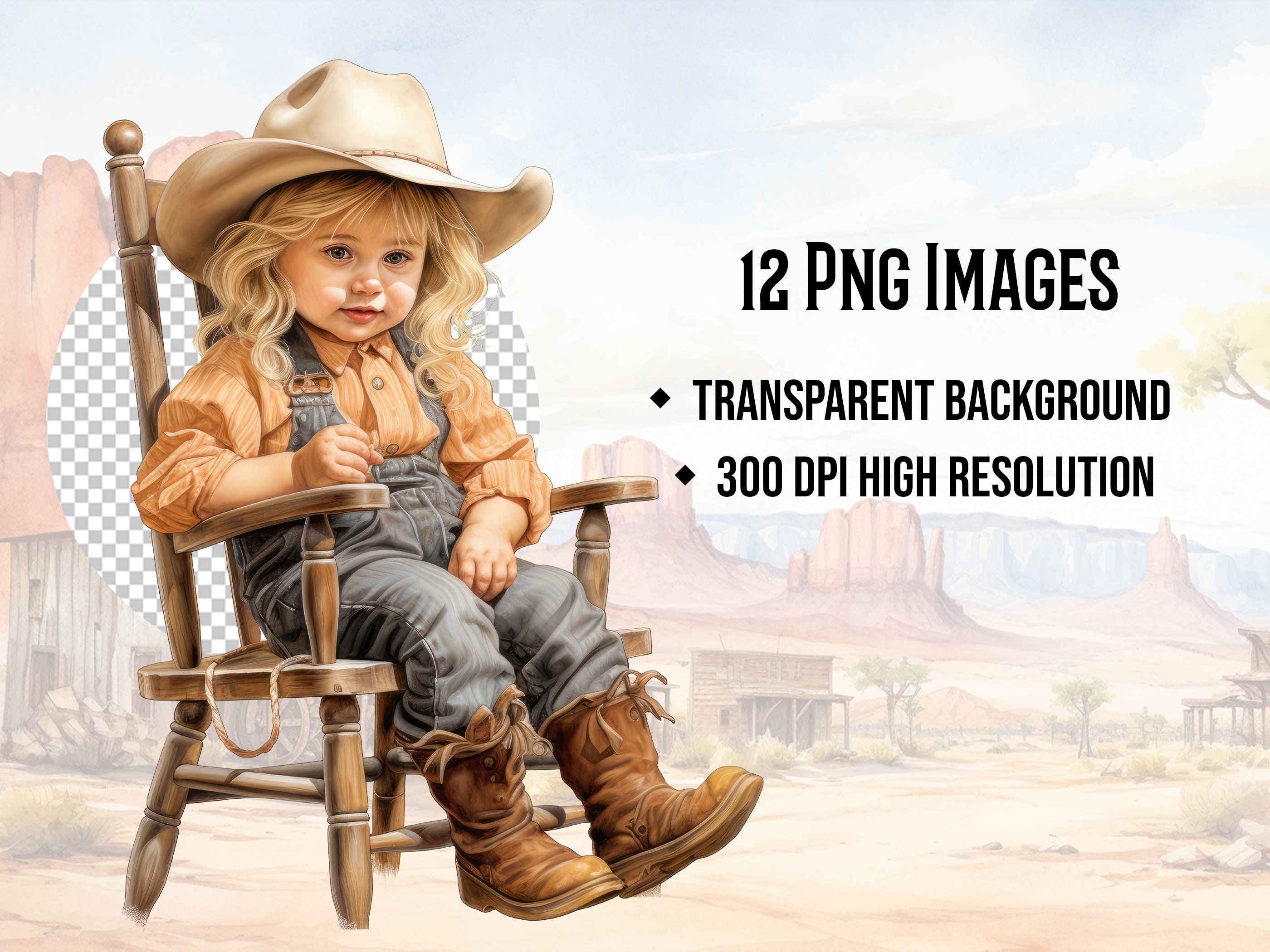 12 Wild West Babies Bundle, Watercolor Cute Baby, Digital Art, Wild ...