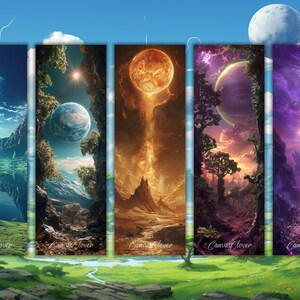 20 Alien Planet Scenes Bookmark Bundle, Sublimation Design, Science ...