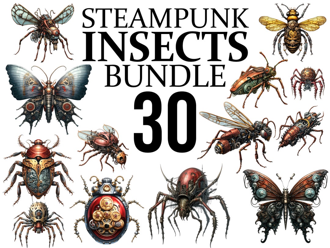 Steampunk Insects Bundle, Gothic, Academia, PNG, Paper Crafts ...