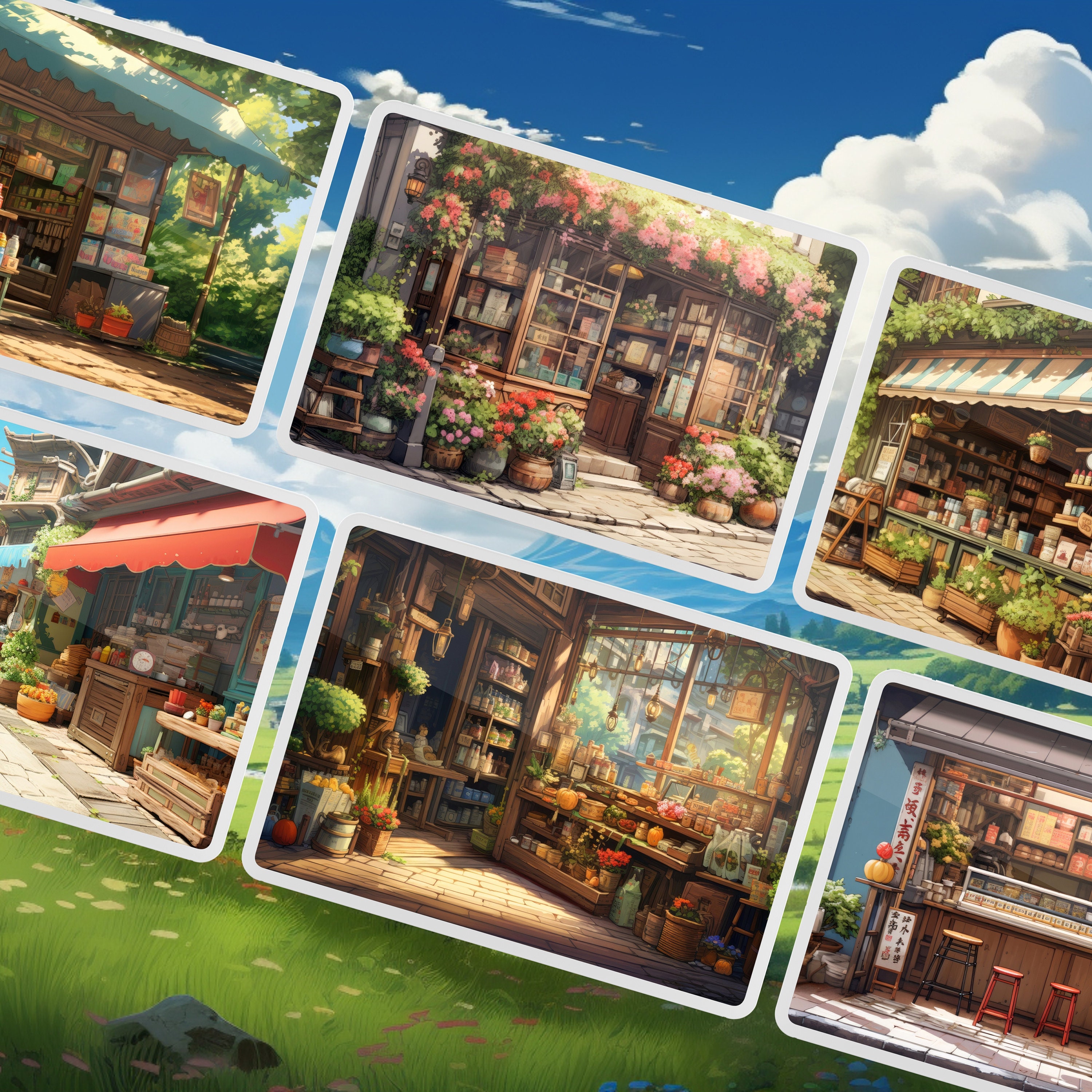 12 Japanese Shops Wallpaper Bundle, Studio Ghibli, Desktop Wallpaper ...