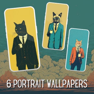 12 Retro Vintage Cats Wallpaper Bundle Landscape Wallpaper Desktop ...