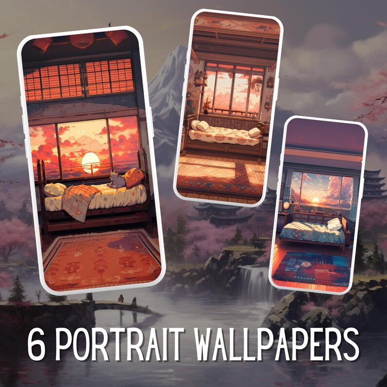 12 Cute 8-bit Kawaii Bedrooms Wallpaper Bundle, 8-bit Clipart, Desktop ...