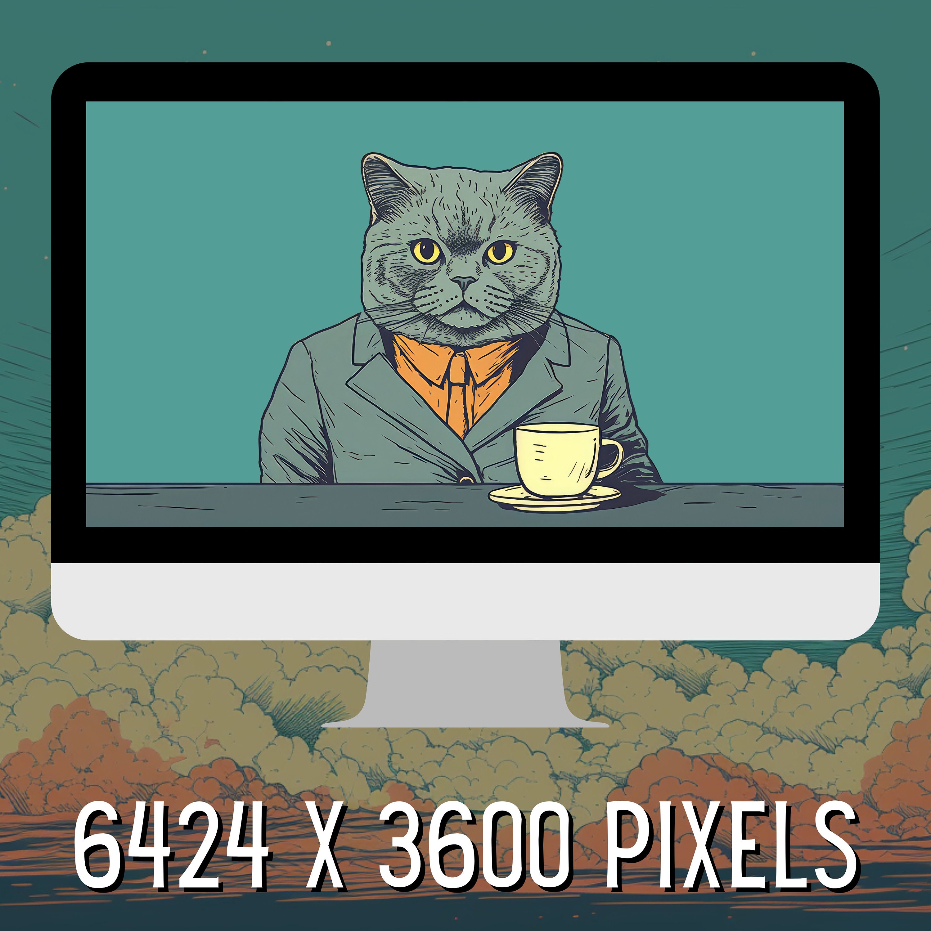 12 Retro Vintage Cats Wallpaper Bundle Landscape Wallpaper Desktop ...