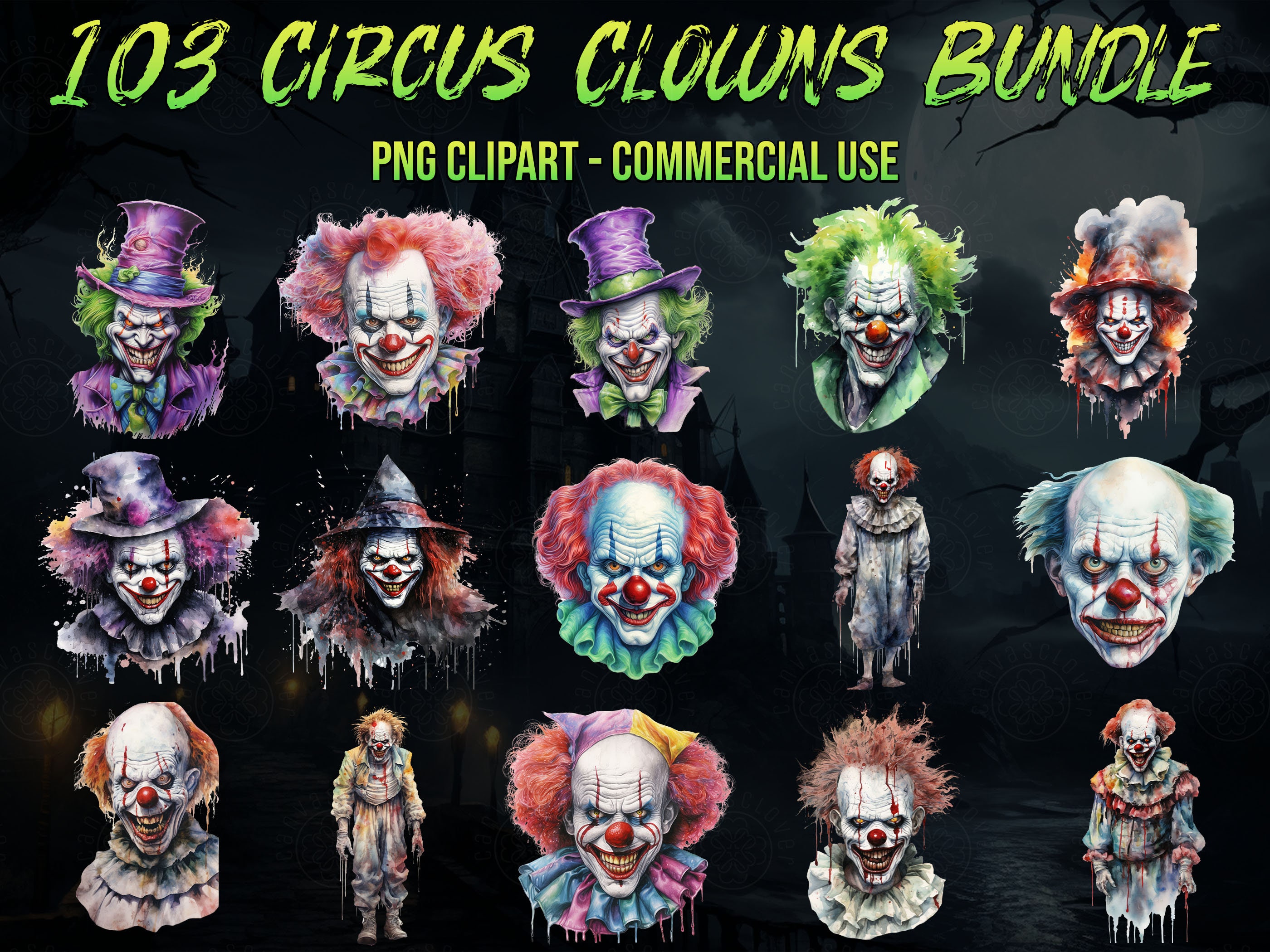 Halloween Creepy Circus Clown Bundle - 103 Png,clown Images,spooky ...