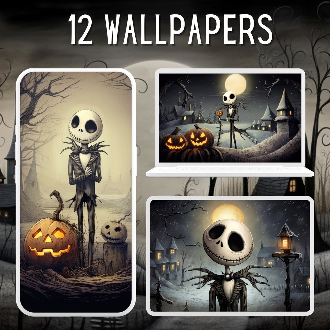 12 Jack the Skeleton Wallpaper Bundle, Spooky Wallpaper, Desktop ...