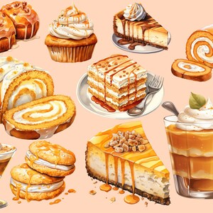 Pumpkin Spice Treats Watercolor Clipart Bundle - 77 PNG Images, Instant ...