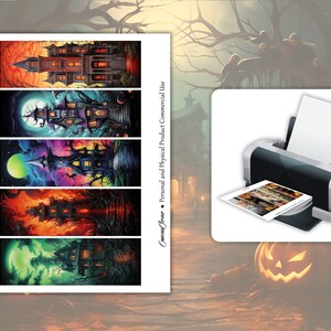 20 Halloween Haunted Houses, Watercolor Clipart, Printable Bookmark ...