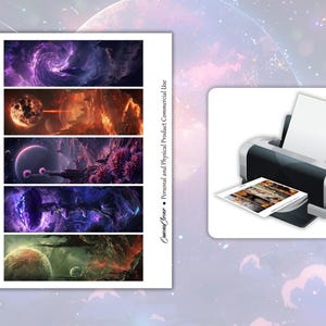 20 Alien Planet Scenes Bookmark Bundle, Sublimation Design, Science ...
