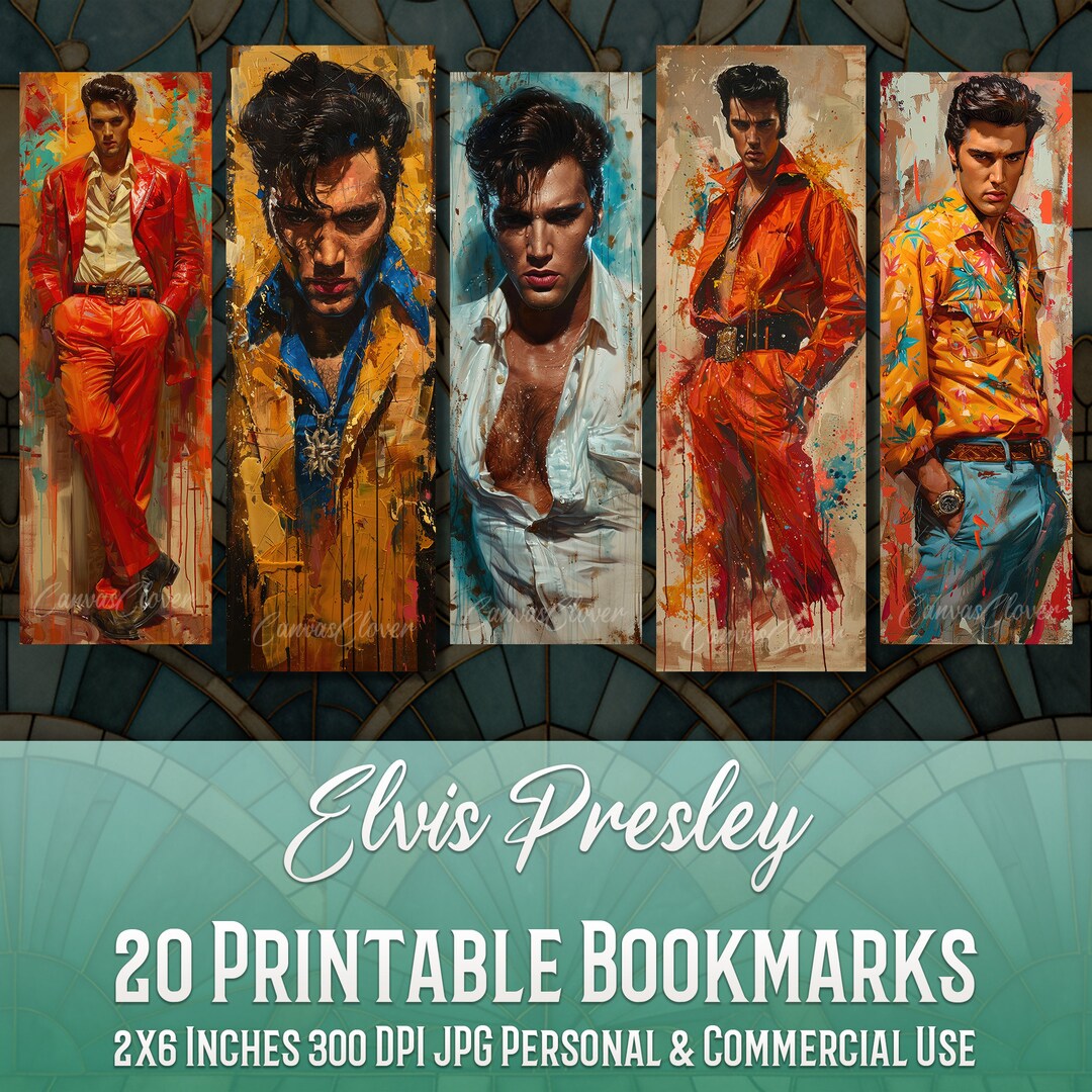 20 Famous Singer E.presley Bookmark Bundle, Sublimation Design ...